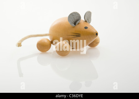 One toy wooden mouse, macro, isolated on white background Stock Photo ...