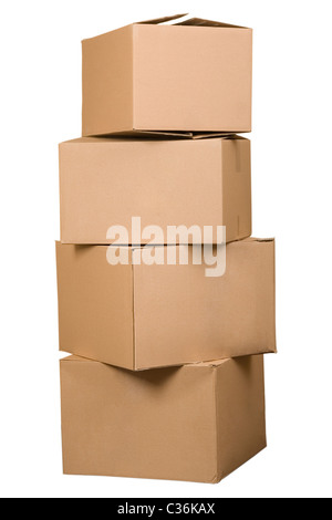 Arranged cardboard boxes on white background Stock Photo - Alamy
