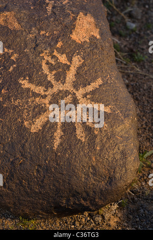 Ancient Rock art, sun or star representation, at the Painted Rock ...