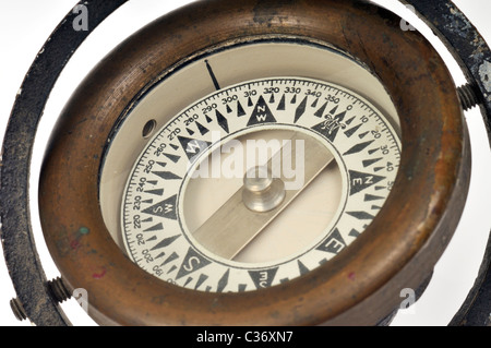 Old vintage brass compass isolated on a white background Stock Photo ...