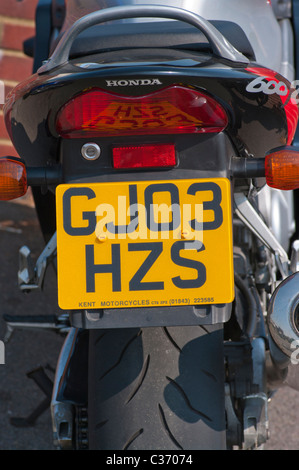 Motor cycle number license plate ; Island Roatan ; country Honduras ...