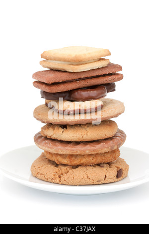 selection of different types of biscuit on a white background Stock ...