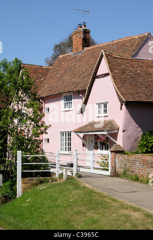 Suffolk Pink Cottage at Kersey Suffolk England Stock Photo - Alamy