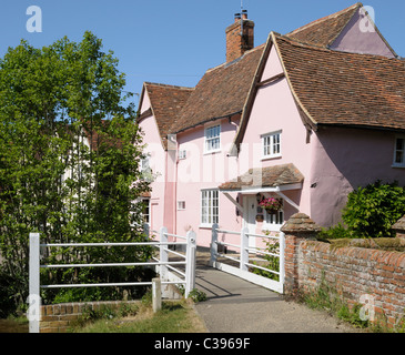 Suffolk Pink Cottage at Kersey Suffolk England Stock Photo - Alamy