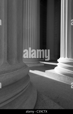 Columns at the entrance to the National Archives in Washington, DC ...