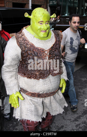 Regis Philbin dressed as Shrek outside the Ed Sullivan Theater for the ...