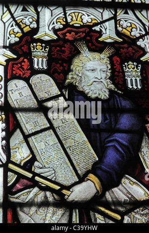 Stained Glass Window With Ten Commandments USA Stock Photo - Alamy