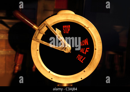 ancient boat brass power control Stock Photo - Alamy