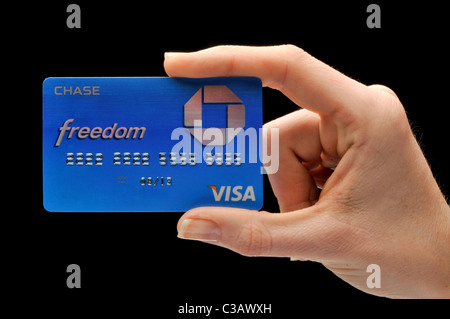 Woman hand holding Visa bank credit cards Stock Photo - Alamy