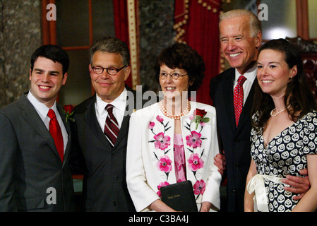 US Senator Al Franken stands with his wife Franni Franken, his son Joe ...