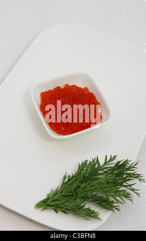 Delicious red caviar eggs isolated on white Stock Photo - Alamy