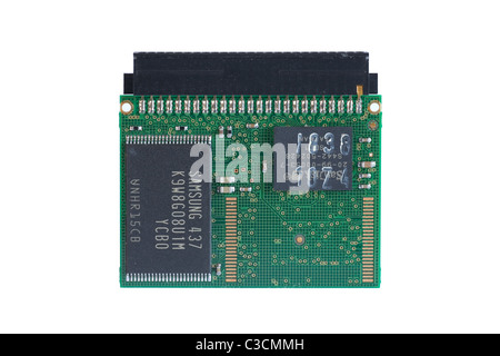 Circuit board and memory chips of a Compact Flash CF storage card Stock ...