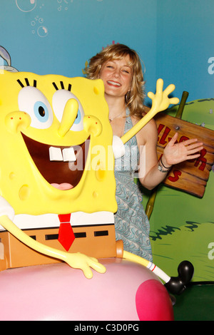 Amy Carlson attends the unveiling of a SpongeBob SquarePants wax figure ...