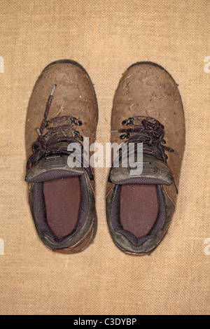 Old brown leather shoes isolate on a white background Stock Photo - Alamy