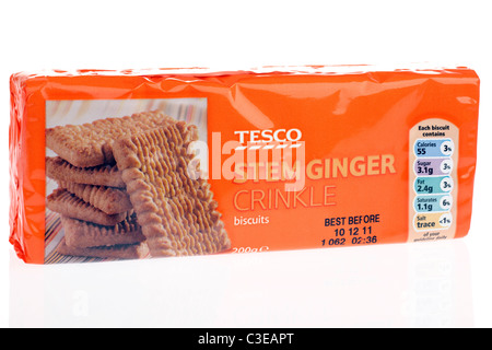Packet of Tesco Stem ginger crinkle biscuits Stock Photo - Alamy