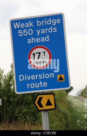Weak bridge warning road sign, Fatfield Bridge, England, UK Stock Photo ...