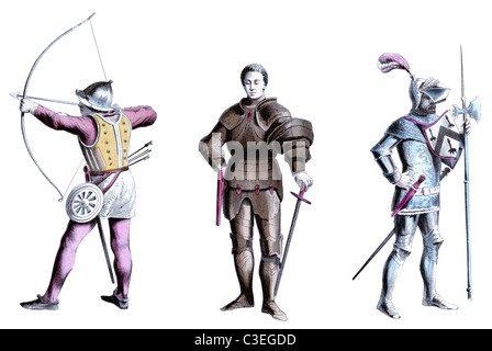 English archer of 15th century with bow and arrow. These well trained ...