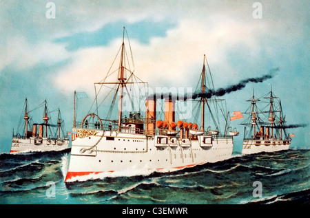 The American Navy steel protected cruiser U. S. S. Baltimore. Maryland ...