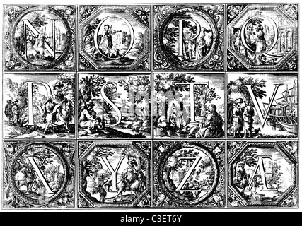 Valerio Spada's Historiated Alphabet,, letters A - M Stock Photo - Alamy