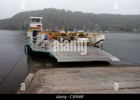 The Windermere Ferry, Mallard, approaching Ferry Nab, Lake District ...