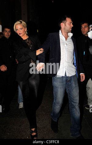 Sarah Harding and Tom Crane seen leaving Nobu restaurant in Mayfair ...