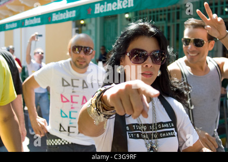Latin singer Olga Tanon filming a music video "CARITAS" with merengue ...