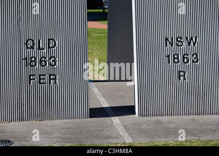 Border marker between two states Queensland and New South Wales ...