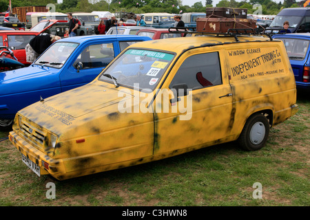 Yellow Reliant Robin motor car with the Only Fools and Horses livery ...