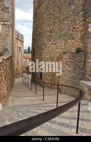 Blue Hand rails in steps along underground tunnel, London, England ...