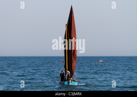 Sailing a Beer lugger boat Devon England UK Europe Stock Photo - Alamy