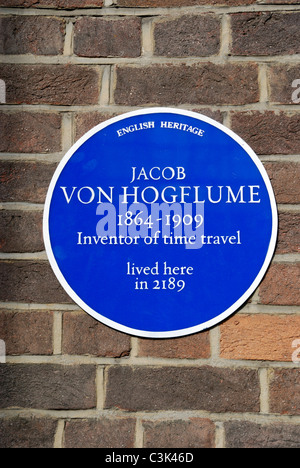 Humorous fake blue plaque sign on wall of house 'British Heritage ...