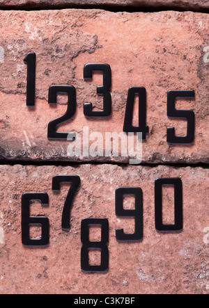 Numbers on bricks Stock Photo - Alamy