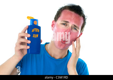 Young Man Rubbing Sunscreen Lotion onto Back of Young Woman While ...