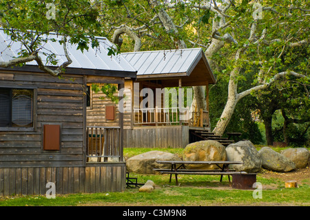 Rustic cedar cabins, El Capitan Canyon Resort, near Santa Barbara ...