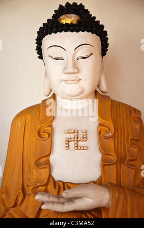 Buddhist temple sign with swastika symbol - Miryang, South Korea Stock ...
