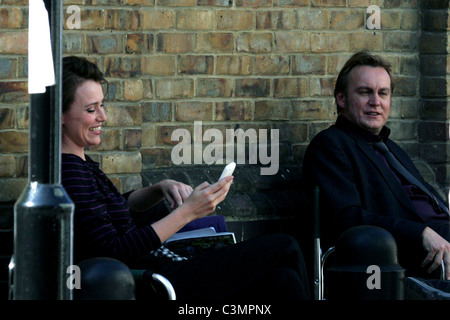 Keeley Hawes and Philip Glenister on the set of 'Ashes to Ashes' London ...