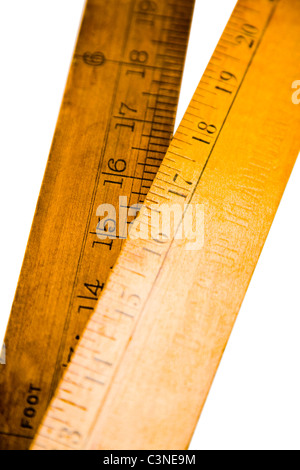 wood ruler isolated over a white background (with clipping work path ...