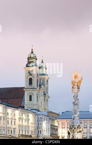 Austria, Linz, Old Cathedral with Trinity Column Stock Photo - Alamy