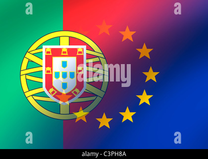 Portugal and EU flag Stock Photo - Alamy