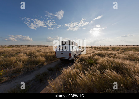 Africa, Botswana, Land vehicle passing through trans-kalahari highway ...