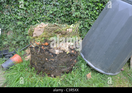 A compost bin removed to show the layers of decomposing material Stock ...