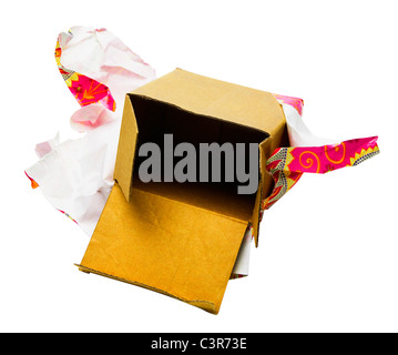 Unwrapped gift box isolated on white Stock Photo - Alamy
