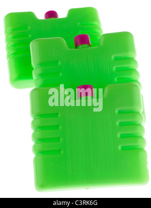 Three plastic green mini freezer blocks Stock Photo - Alamy