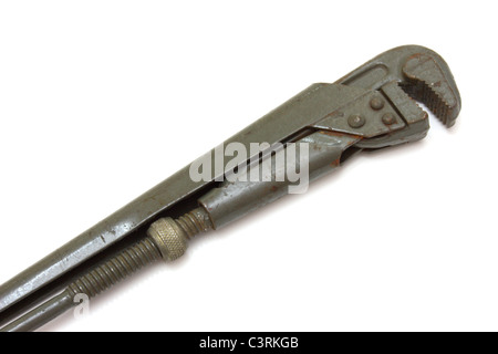 The big metal wrench for untwisting of pipes on a white background ...