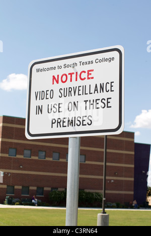 Sign on college campus discloses use of video surveillance cameras in ...