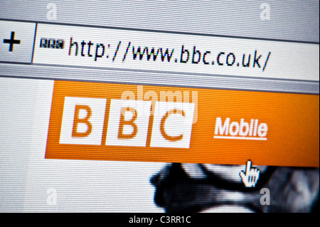 Close up BBC British Broadcasting Corporation sign logo & glass ...