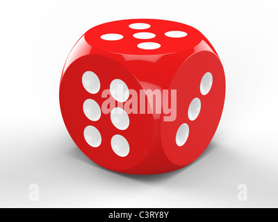 Red dice on white background Stock Photo - Alamy