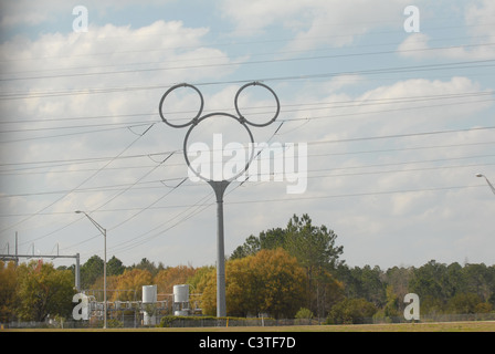 A utility pole shaped in the appearance of Mickey Mouse graces ...