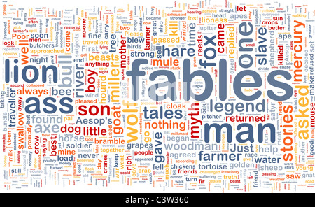 Background concept wordcloud illustration of fables glowing light Stock ...