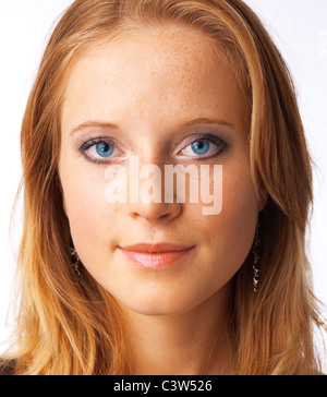 Portrait of beautiful blue-eyed model with little black bag Stock Photo ...